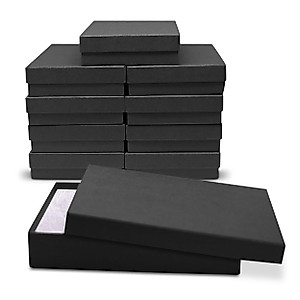 Novel Box 10 Pack Black Jewelry Gift Box 5.5x3.5x1in with Cotton Filled | Cardboard Jewelry Box | Gift Boxes with Lids Made in USA | Boxes for Bracelet Necklace Ring Earrings