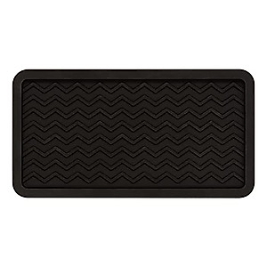 HomeBee Silicone Kitchen Bath Vanity Organizer Tray, Non-Slip Multipurpose Sink Caddy | Dish Sponge, Brush, Soap Dispenser Bottle Holder | Dishwasher Safe Rubber Counter Mat (10 x 5.25 Inch – Black)