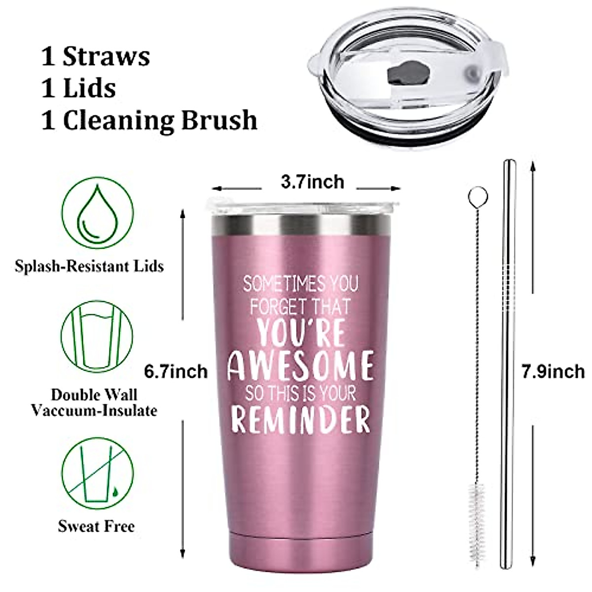 Mothers Day Gifts for Mom Women Wife Her-20 OZ Tumbler Cup with Straws, Lids-Stocking Stuffers for Birthday,Christmas,Valentines Day Inspirational Gifts for Best Friend Female Sister Daughter Coworker