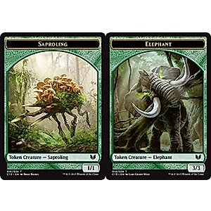 Magic The Gathering - Saproling Token // Elephant Token (016/024 // 014/024) - Commander 2015
