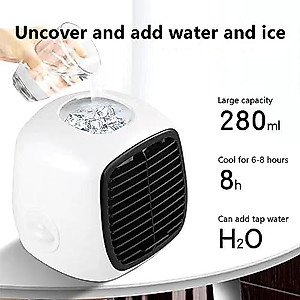 Portable Air Conditioners Fan for Desk, Personal Mini AC Quiet Air Cooler, 6-8 Hours Cool Desktop Cooling Fan, 3 Speeds Small Mobile Misting Fan for Home Office Work Outdoor