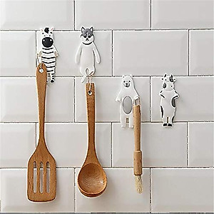 DUO ER Cute Cow Cartoon Animal Hook Free Punch Fridge Magnet Key Sticky Hook Hat Clothes Hook for Light Widgets Keychain Hook (Color : C)