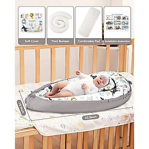 GIEFRNE Baby Nest Baby Lounger Newborn Bassinet Mattress for Baby 0-12M Portable Infant Floor Seat Co-Sleeping Baby Registry Search (Animal)