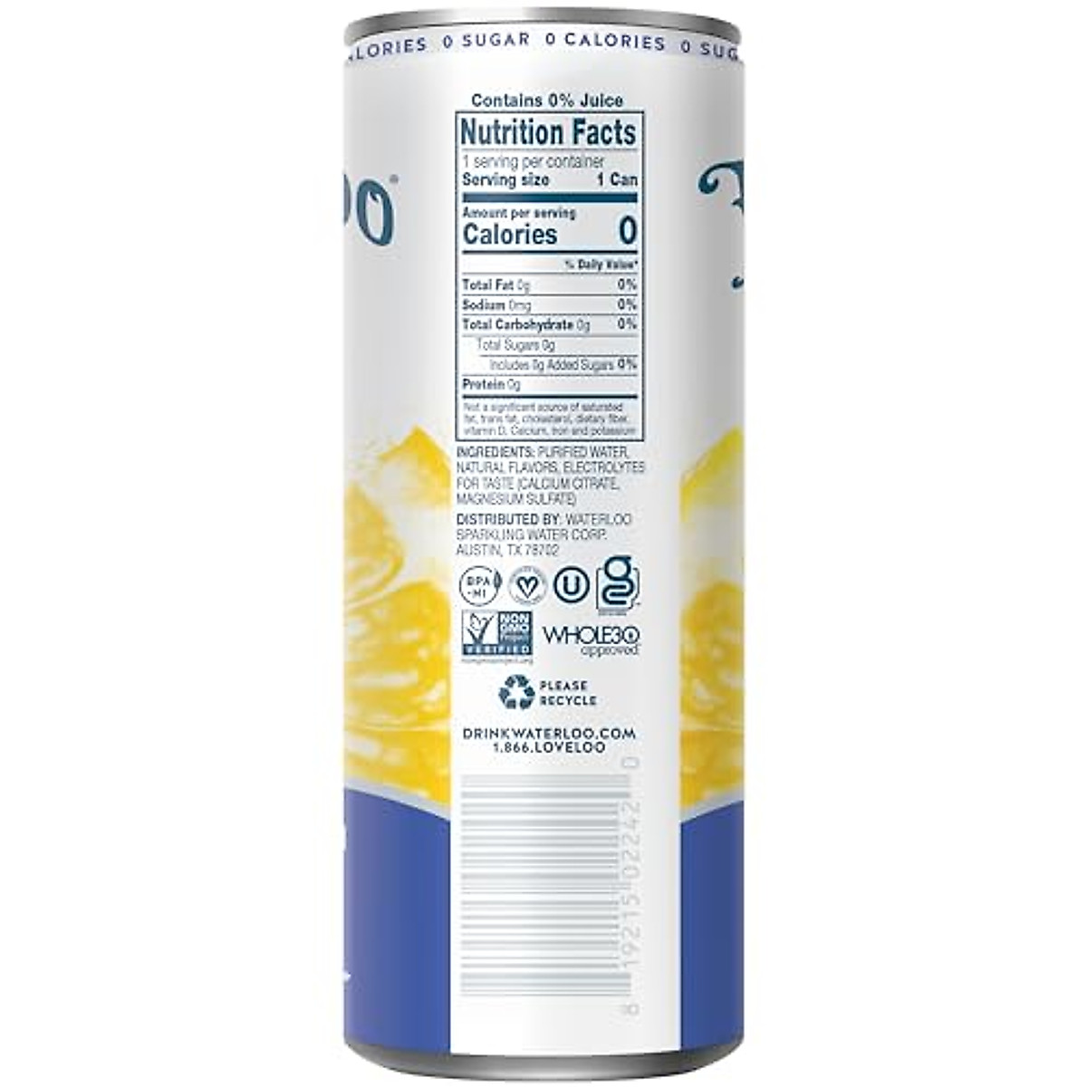 Waterloo Still Water, Meyer Lemon Blueberry | Naturally Flavored Purified Water | 12 Fl Oz Cans (Pack of 12) | Zero Calories | Zero Sugar or Artificial Sweeteners | Zero Sodium