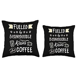 Mini Bernedoodle Shirts And Gifts Mini Bernedoodle Mom Bernese Mountain Poo Coffee Lover Throw Pillow, 18x18, Multicolor