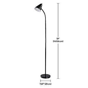Globe Electric 12708 59" 1-Light LED Floor Lamp, Black, Matte Finish, Plastic Mesh Shade, LED Bulb Included, Floor Lamp for Living Room, Floor Lamp for Bedroom, Home Office Accessories