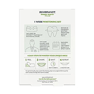 REMBRANDT Deeply White + Peroxide 1 Week Teeth Whitening Kit, Removes Tough Stains, Enamel-Safe, 28 Custom-Fit Whitening Strips (14 Treatments)