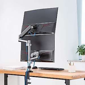 AVLT Dual 13"-32" Stacked Monitor Arm Desk Mount fits Two Flat/Curved Monitor Full Motion Height Swivel Tilt Rotation Adjustable Monitor Arm - Extra Tall/VESA/C-Clamp/Grommet