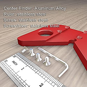 EIGNO Center Scribe Gauge Center Scribe Measuring Tool，Aluminum Alloy Center Finder,Woodworking Line Caliber Gauge,45/90 Degree Right Angle Line Gauge Carpenter Ruler，Removable and Replaceable Ruler.