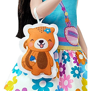 Barbie My First Barbie Preschool Doll, Renee with 13.5-inch Soft Posable Body & Black Hair, Plush Squirrel & Accessories