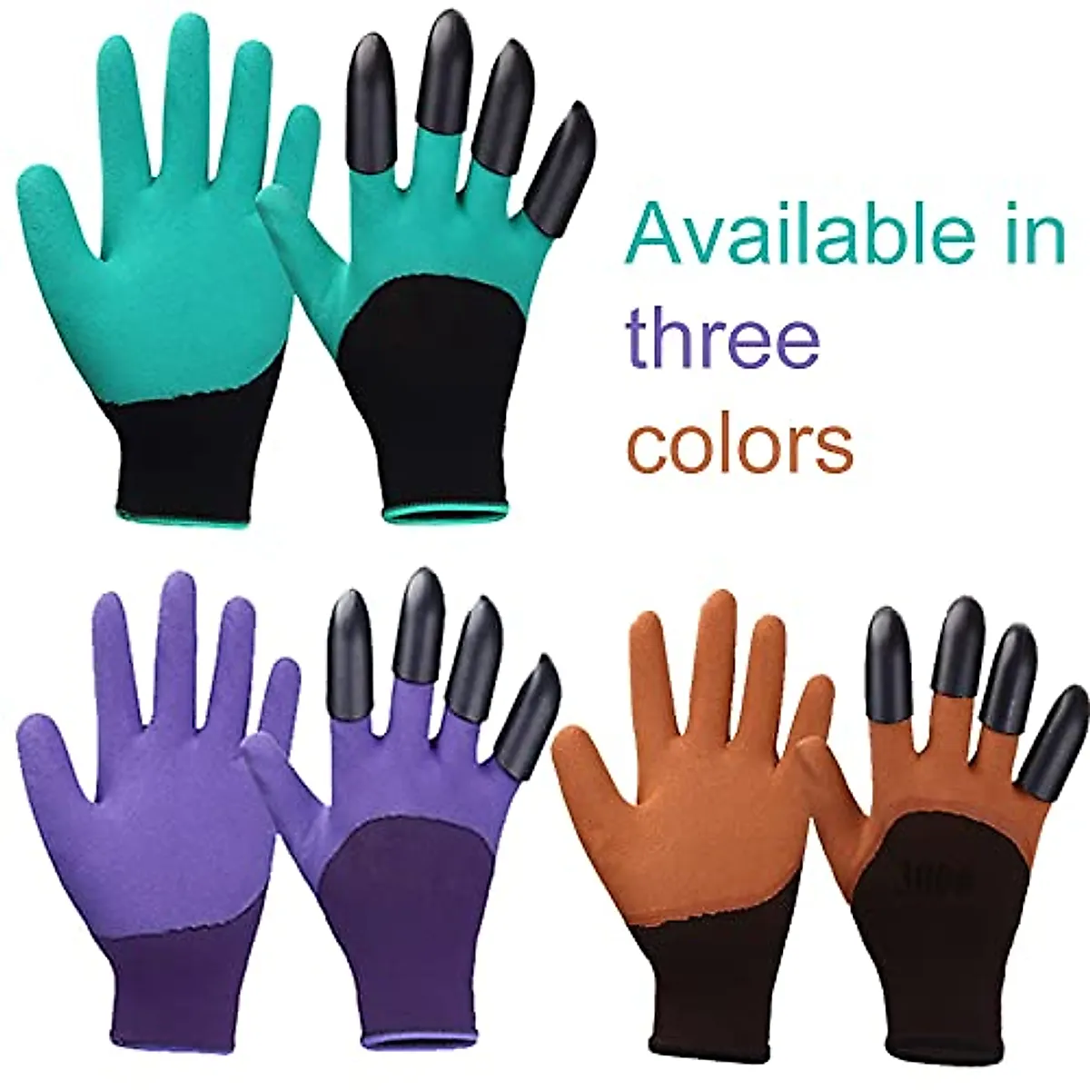 FONIRRA Garden Gloves With Claws 2 Pairs for Digging Weed Pulling Washable Garden Finger Claws Gloves Outdoor Protective Work Gloves Brown