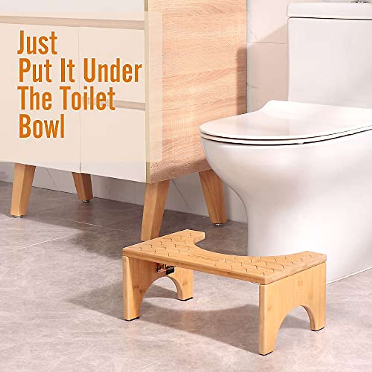 iFedio Toilet Stool, Poop Stool,Bamboo 7 Inch Toilet Potty Stool,Foldable Squat Stool Potty with Anti Slip Layer,Toilet Stool Squat Adult