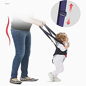 Baby Walking Harness, Adjustable Handheld Kids Walker Helper Toddler Infant Walker Harness Assistant Belt, Made of Breathable Knitted Fabric Layers,with 3pcs Baby Crawling Knee Pads