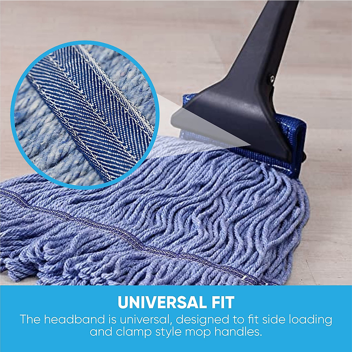 20oz Heavy Duty Cleaning Mop Head Replacement - 4 Pack - Commercial Replacement, Wet Industrial Blue Cotton Looped End String Head Refill