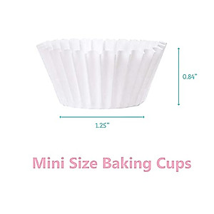 LotFancy White Mini Cupcake Liners 500pcs, Small Muffin Liners, Greaseproof Paper Baking Cups, Cupcake Wrappers for Birthday, Holidays, No Smell, Bottom 1.25 inch Width
