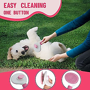 Dog Brush Shedding Kit Grooming - Dog Grooming Dog Brush for Shedding Short Haired Dogs, Deshedder Brush for Dogs, Dog Grooming Combs, Dematting Combs Set Pink
