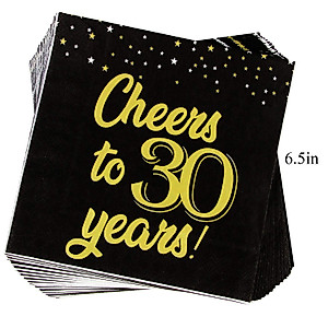 102-Piece 30th-Birthday Party Supplies Set With 30th Birthday Plates and Napkins, Cups, Banner, and Tablecloth, Serves 25. 30th birthday decorations for Men and Women