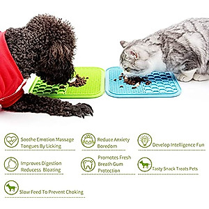 Ulmpp Dog Lick Mat with Suction Cups Dog Slow Feeders Dog Licking Mat Pet Mat Anxiety Relief Dog Cat Lick Training Licking Mat for Food, Yogurt, Peanut Butter Set of 2(Blue & Green)…