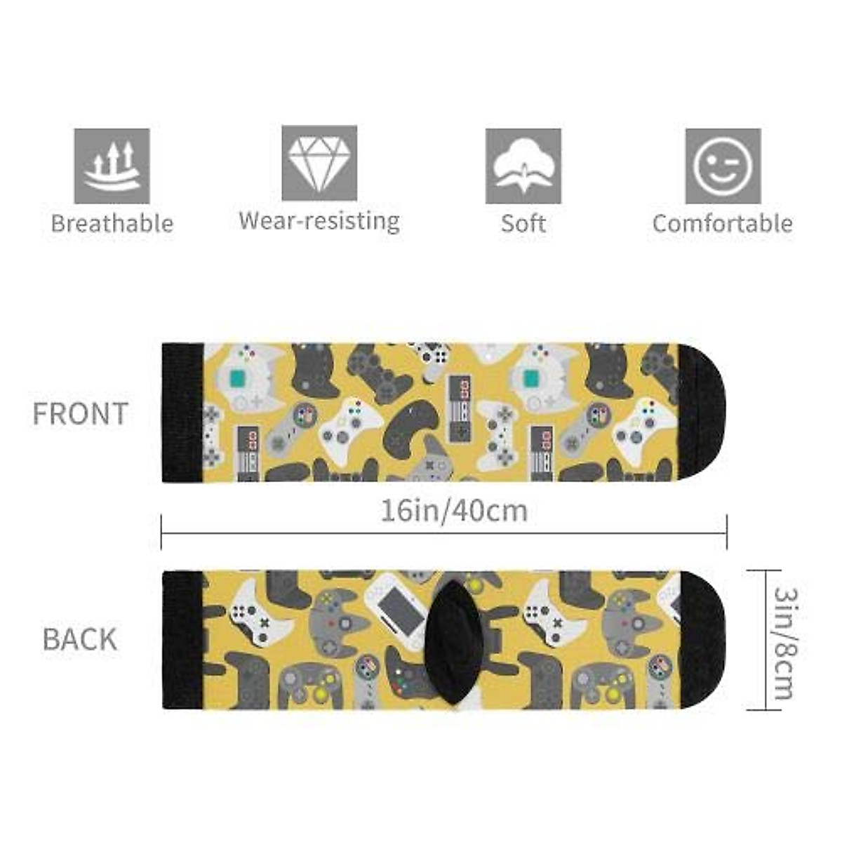 Yaateeh Video Game Gamer Controller Crew Socks Mid Calf Dress Socks Casual Long Tube Socks For Men Women Boy Girl