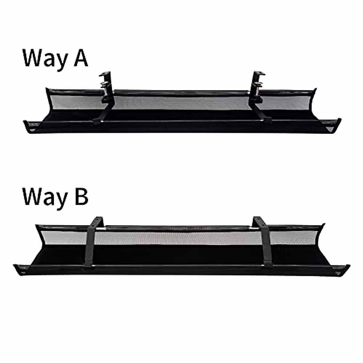 VWINDESK Under Desk 23.5 Inch Mesh Fabric Cable Management Tray, Power Cable Holder, Cord Organizer, Make Wire Tidy for Height Adjustable Desk, Black