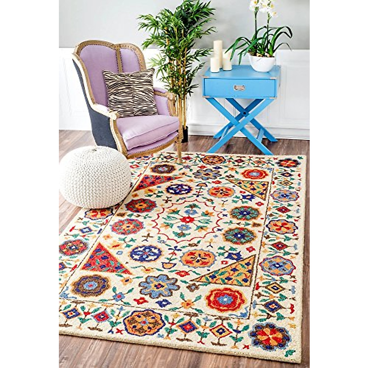 nuLOOM Deonna Hand Tufted Wool Area Rug, 4' x 6', Multi
