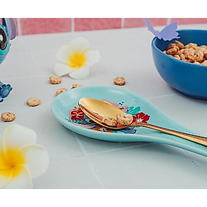 Silver Buffalo Lilo and Stitch Sweet Face Flower Patch Ceramic Spoon Rest