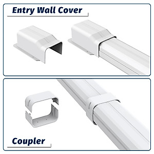 Pearwow 4" W 16.5Ft L Mini Split Line Set Cover Kit, Decorative Tubing Cover for Ductless Mini Split AC,Heat Pumps Systems,Air Conditioner Accesories