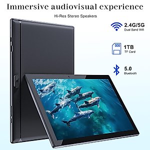 PEICHENG 2 in 1 Tablet, Android 13 Tablets 12GB RAM 128GB ROM 10 inch Tablet with Keyboard, 2.0Ghz Processor, 5Ghz/WiFi 6, Bluetooth 5.0, 10 Hours Battery Life, IPS Screen Tablet Pc, Black
