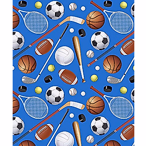 CakeSupplyShop Sports Talk Baseball Soccer Tennis hockey Gift Wrap Wrapping Paper 12foot Folded with Gift Labels