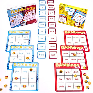 THE BAMBINO TREE Sight Word Bingo Game Level 1 and 2 - Learn to Read Vocabulary for Kindergarten 1st Grade - Dolch's Fry's Words Lists