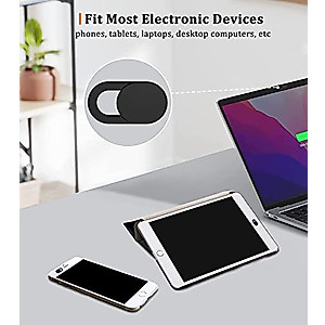 Webcam Cover (3 Pack), Yilador 0.03 inch Ultra Thin Laptop Camera Cover Slide for iPhone iPad MacBook Pro Computer iMac Cell Phone PC Accessories Camera Blocker Slider, Great for Privacy - Black