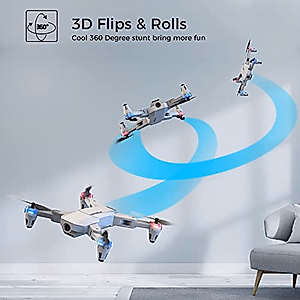 SIMREX X500 mini Drone Optical Flow Positioning RC Quadcopter with 720P HD Camera, Altitude Hold Headless Mode, Foldable FPV Drones WiFi Live Video 3D Flips Easy Fly Steady for Learning Gray
