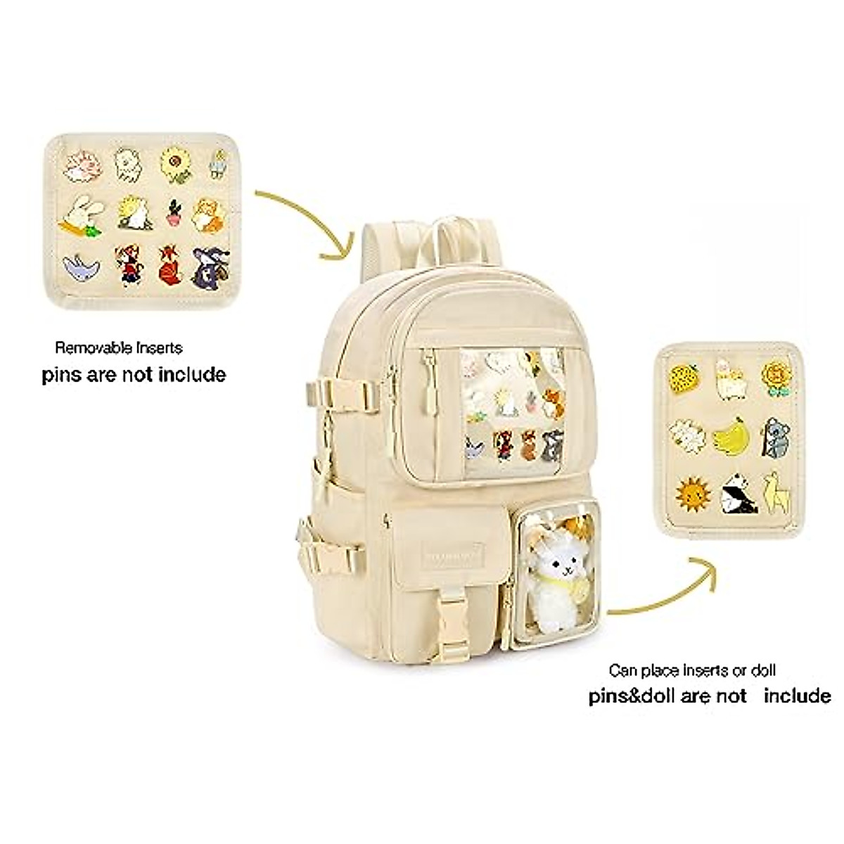 STEAMEDBUN Kawaii Backpack Cute Aesthetic Backpack for Girls,Ita Backpack with Inserts for School (without pins)