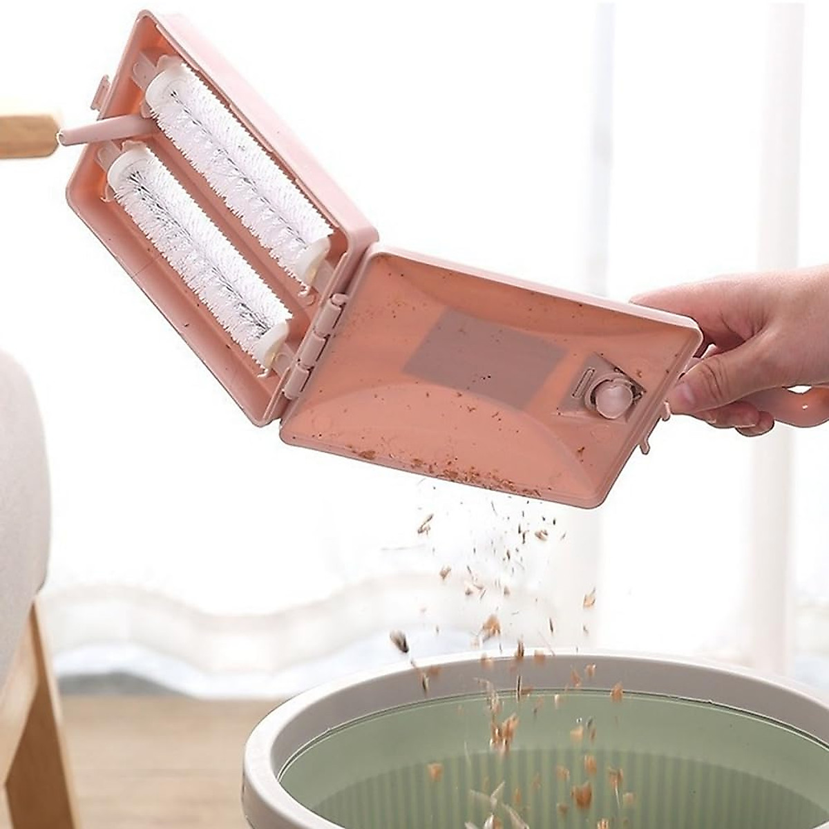 Srutueo 4 Pcs Carpet Crumbs Table Brush Handheld Double Roller Sweepers for Home Bedroom Office Carpet Debris