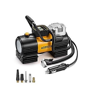 AstroAI Tire Inflator Portable Air Compressor (Up to 150 PSI) Tire Pump for Car 12V DC Digital Air Pump with 12 LEDs Super Bright Light for Bicycle, Motorcycle, Automotive Car Accessories