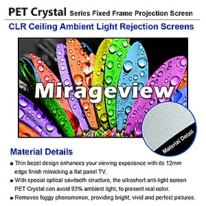 XY 100 inch 16 9 ALR CLR PET Crystal Thin Bezel Ambient Light Rejecting Fixed Frame Projector Screen Ceiling Light Rejecting Screen for Ultra Short Throw Projector Dark Grey ZHK100PC100