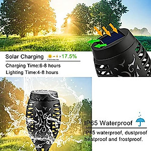 Solar Flame Torch Lights Outdoor, 12LED Solar Torch Lights with Flickering Flame, Waterproof Landscape Decoration Flame Lights for Halloween Christmas Garden Pathway Yard Patio, Auto On/Off Lighting