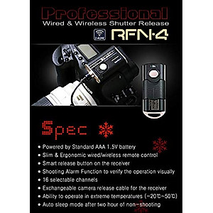 SMDV RFN4 RF-905 Wireless Remote Shutter Release for Canon, Olympus, Fuji, Samsung, Sigma, Pentax, Contax and Hasselblad - Transmitter and Receiver