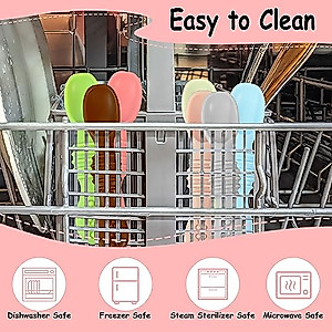 Baby Spoons Self Feeding 6 Months - 7 Pack Silicone First Stage Infant Training Spoons, Baby Led Weaning Untensils for Toddlers, BPA-Free Rainbow Chewable Teething Spoons for Kids - Dishwasher Safe