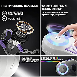 Dog Leash Retractable Dogs Leashes with Led Bright Flashlight Walking Leashes for Puppy Small Medium Dogs Leash One Handed Brake Free Movement One Button Disconnect and Lock(Purple(10FT)