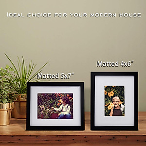 Egofine 8x10 Picture Frames 4 PCS, Made of Solid Wood Display 4x6 and 5x7 with Mat Covered by Plexiglass, for Table Top Display and Wall Mounting, photo frame Black