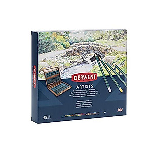 Derwent Artists Color Pencils, 4mm Core, Wooden Box, 48 Count (0700643)