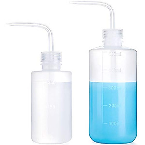 Mkono 2 Pack Watering Can, 250ML and 500ML Succulent Watering Bottle Plant Flower Squeeze Bottle Plastic Bend Mouth Safety Wash Bottle, Small and Medium, White