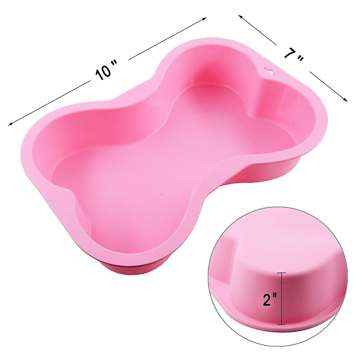 HINMAY Dog Birthday Cake Mold Silicone Bone Shape Cake Pan with Decorating Pen (Pink)