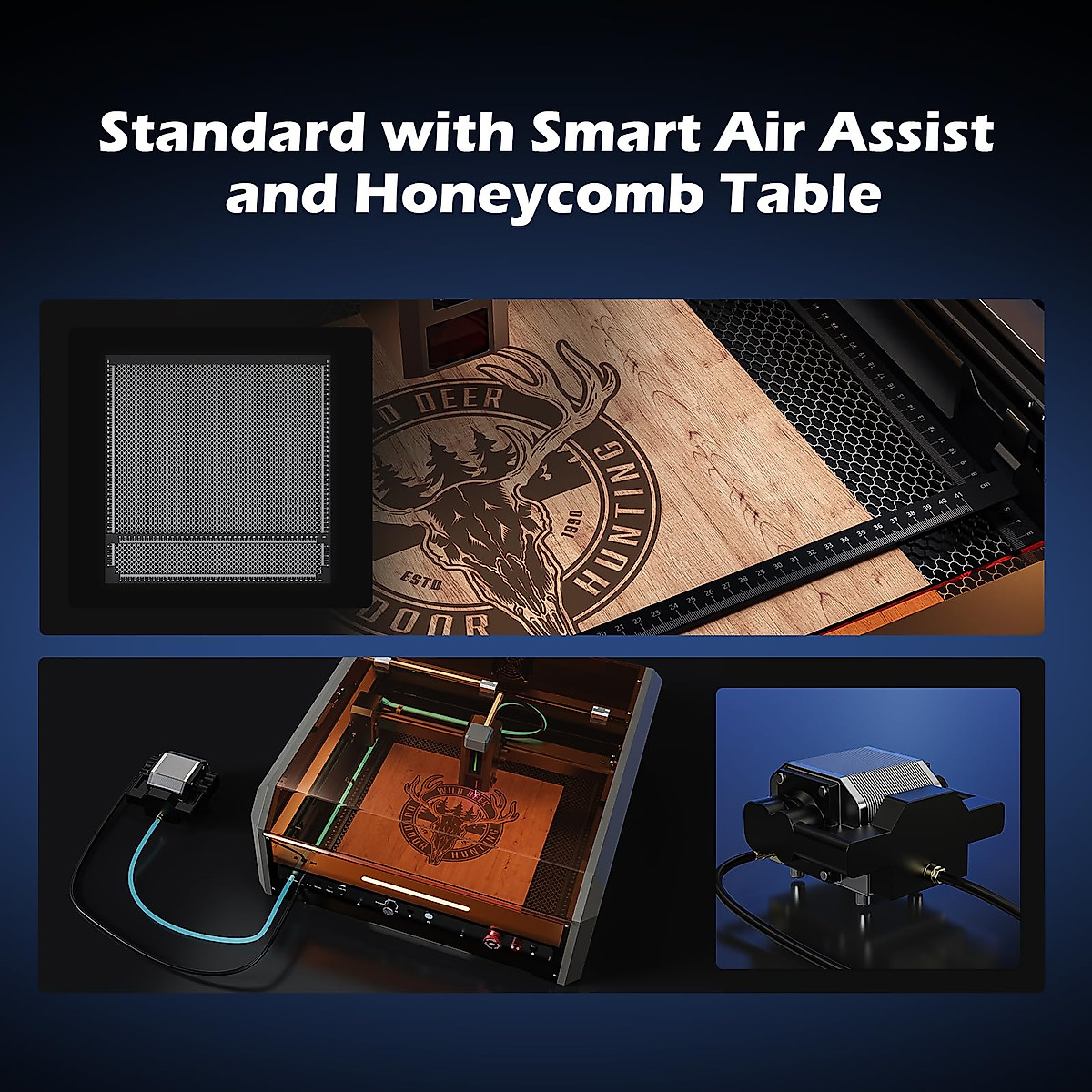 Genmitsu L8 Laser Engraver, 40000mm/min All-in-one Laser Engraving Machine, 20W Power Output Laser Cutter Built-in Acrylic Enclosure with Vent, Air Assist Pump, Honeycomb, Camera, Laser Safety Class 1