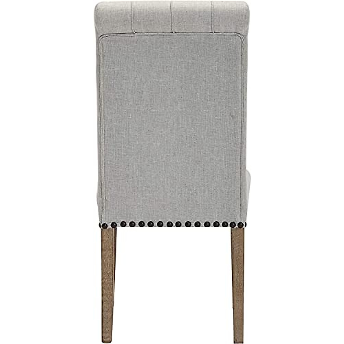 BTEXPERT BB5107GR-2 High Back Tufted Parsons Upholstered Dining Room Chairs Side Solid Wood-Accent Nail Trim, Gray Linen Fabric - Set of 2