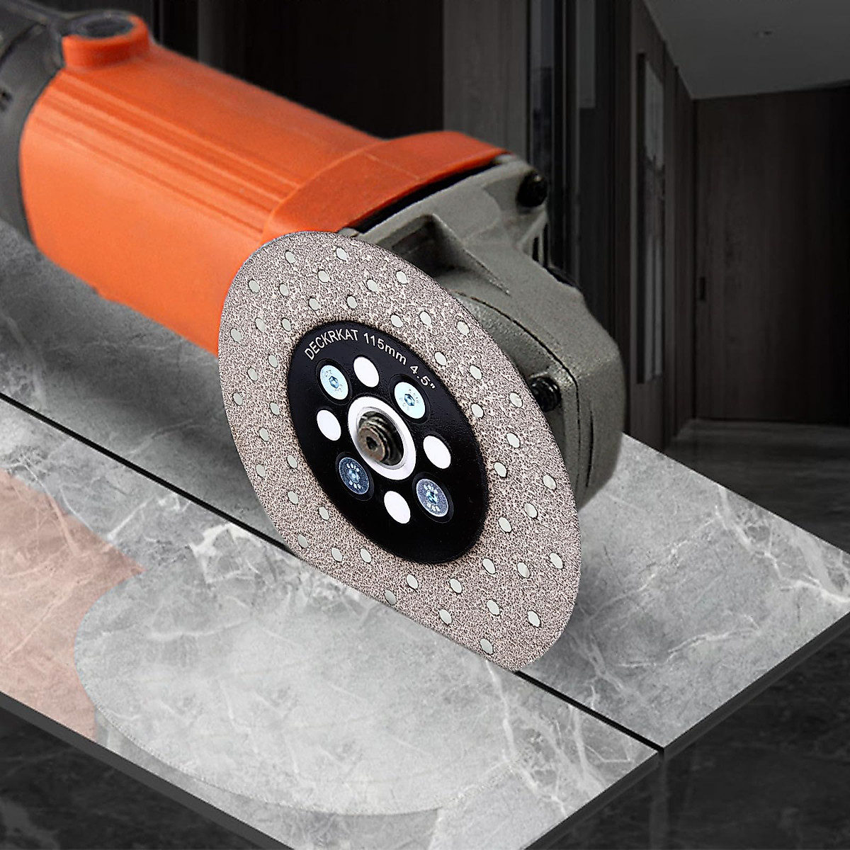 4-1/2inch Diamond Grinding Wheel Disc, Dry Cutting Diamond Blade for Angle Grinder with Dual Diamond Coverage and 5/8-11 Arbor Adaptor, Precision Cuts Grinding Polishing Granite Marble Ceramic Tile