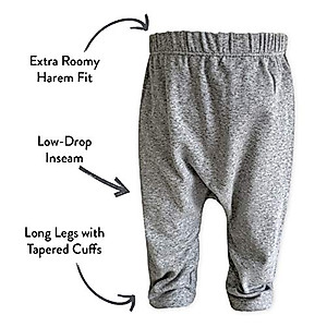 HonestBaby unisex baby Organic Cotton Cuff-less Harem Multi-pack Pants, 4-pack Gray Ombre, 6-9 Months US