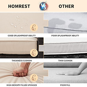 HOMREST 6 Pieces Patio Furniture Sets Clearance, Patio Dining Sofa Set Outdoor Sectional Sofa Conversation Set All Weather Wicker Rattan Couch Dining Table & Chair (Beige)