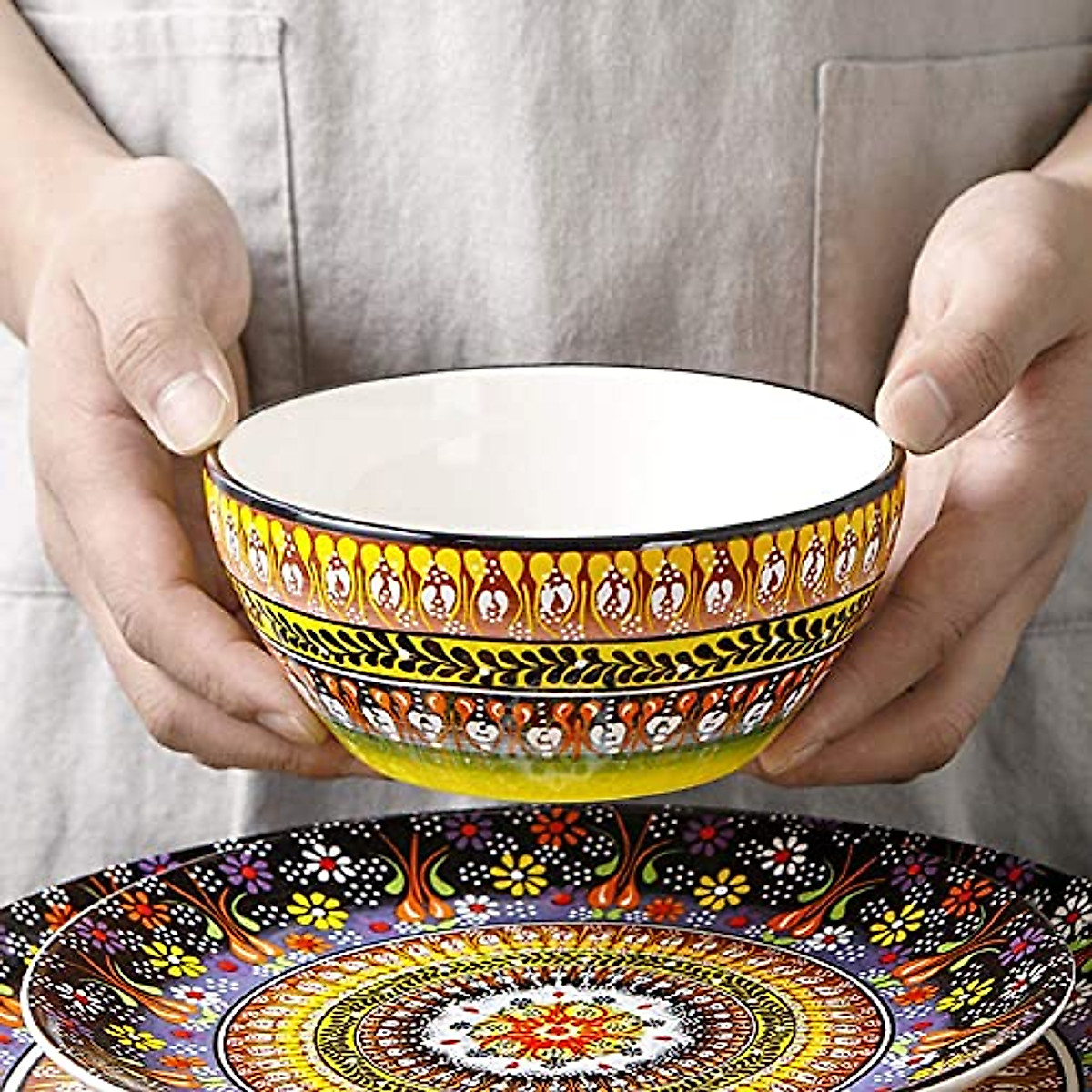 Porcelain Dinnerware Sets, Bohemia Tableware Combination Set | 10 Plates / 2 Bowls / 4 Cups / 4 Mugs - Exotic Ceramics Dinner Sets, Service for 4 Person, Gift for Wedding Housewarming Christmas,8 inc